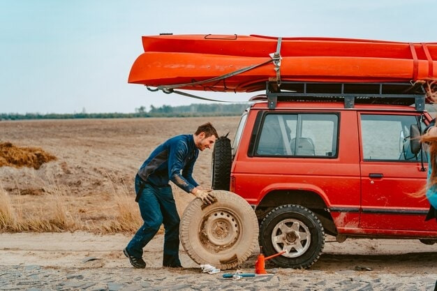 Steps in fixing a car Tyre